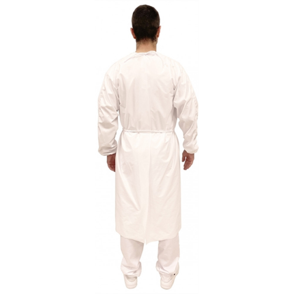 Bata Impermeable lavable y elástica blanca para sanitarios | Confex